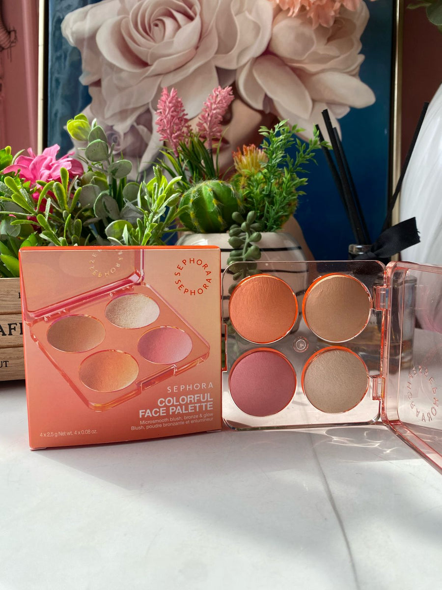 Colorful Face Bronzer, Blush & Highlighter Palette – Pink Container